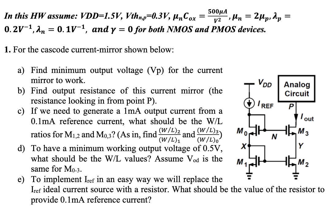 Solved In this HW assume: VDD =1.5 V,Vthn,p=0.3 | Chegg.com
