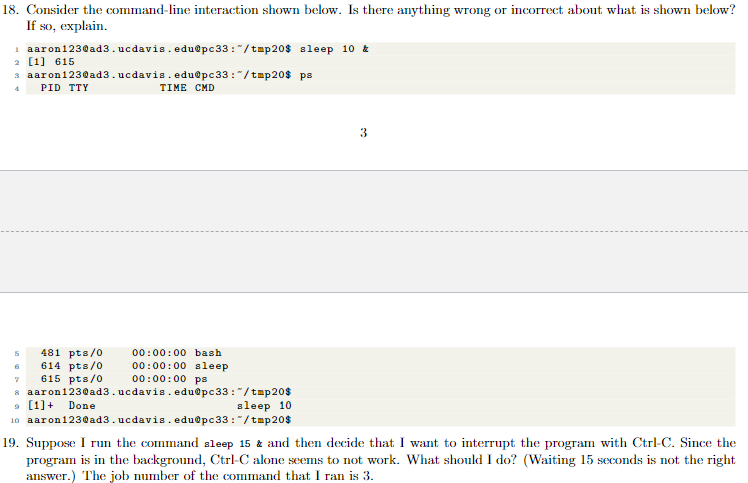 Solved 18 Consider The Command Line Interaction Shown
