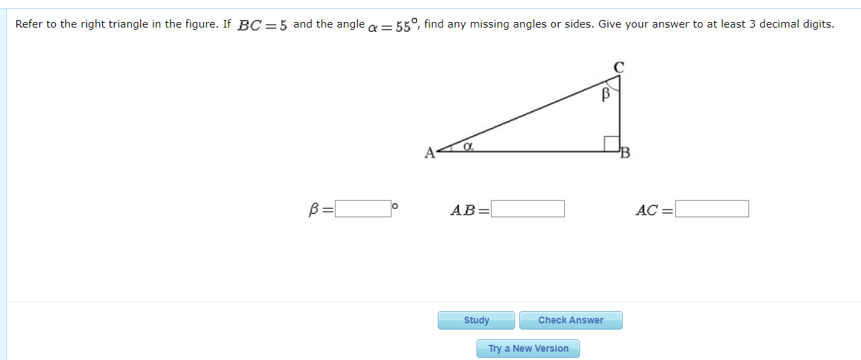 Solved BC=5 and the angle α=55∘, | Chegg.com
