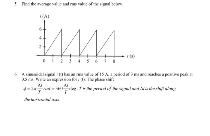 Solved 5. Find the average value and rms value of the signal | Chegg.com