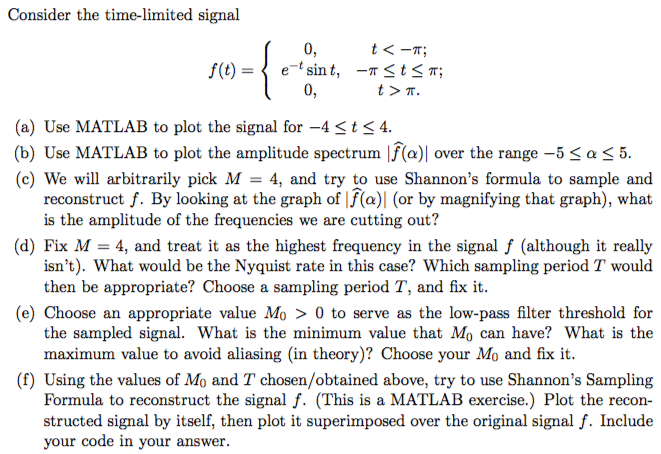 Solved Consider the time-limited signal (a) Use MATLAB to | Chegg.com