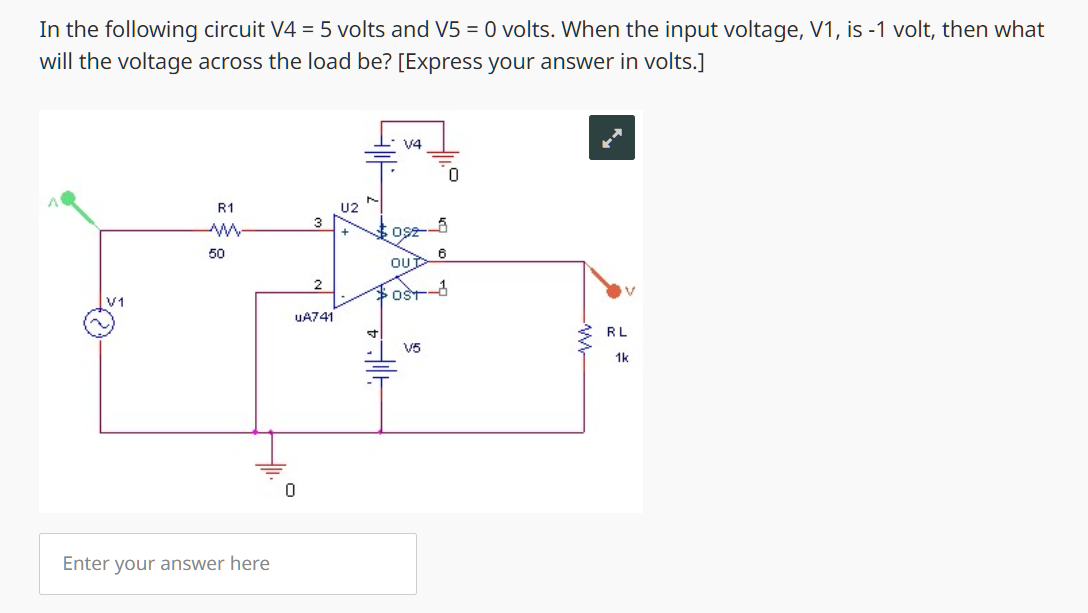Solved In the following circuit V 4=5 volts and V 5=0 volts. | Chegg.com