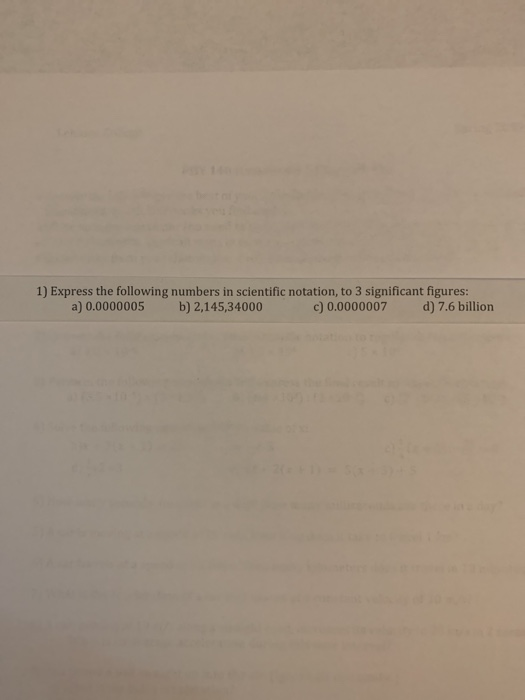 Solved Express the following numbers in scientific notation, | Chegg.com