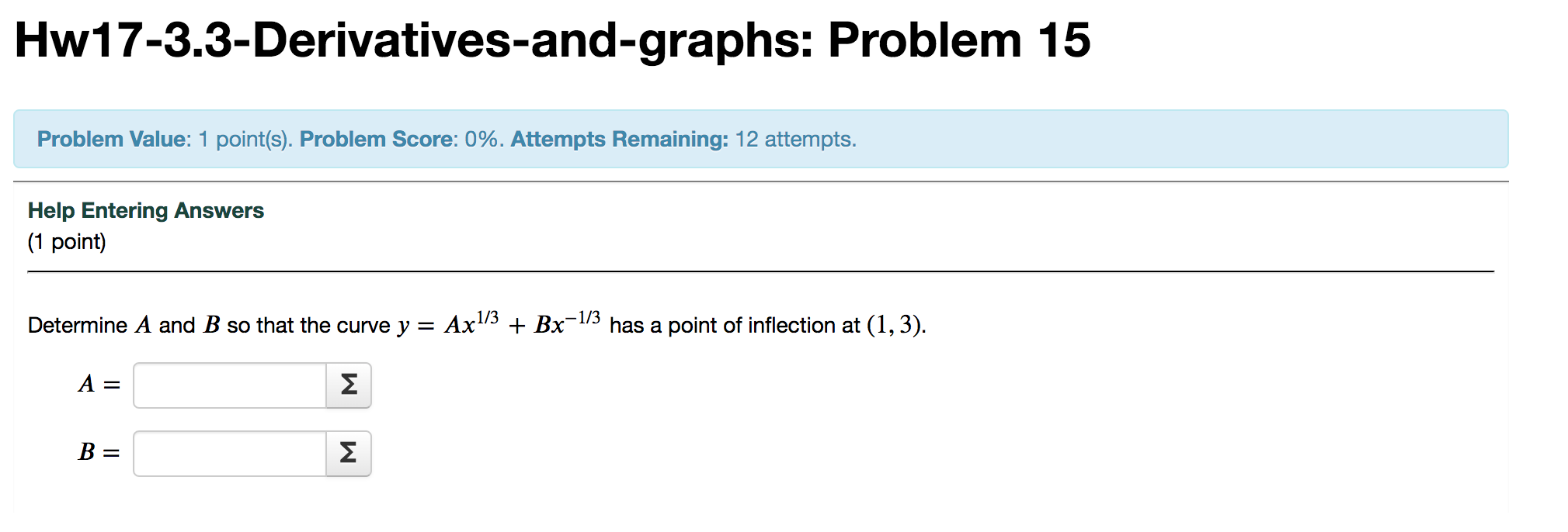 Solved Hw17-3.3-Derivatives-and-graphs: Problem 1 Problem | Chegg.com