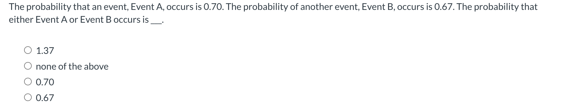 Solved The probability that an event, Event A, occurs is | Chegg.com