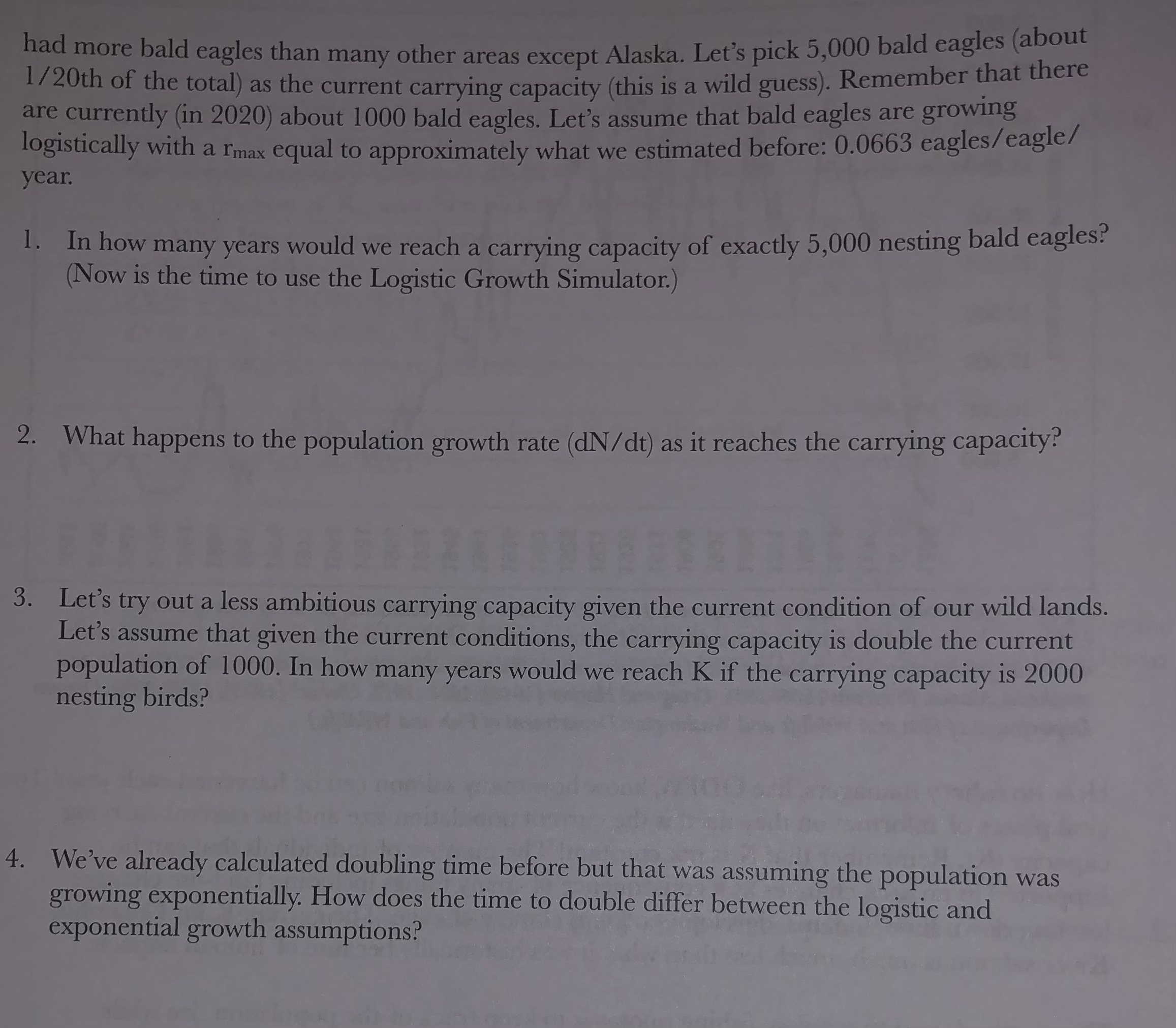 Solved USING POPULATION DYNAMICS SIMULATOR TO MODEL LOGISTIC | Chegg.com