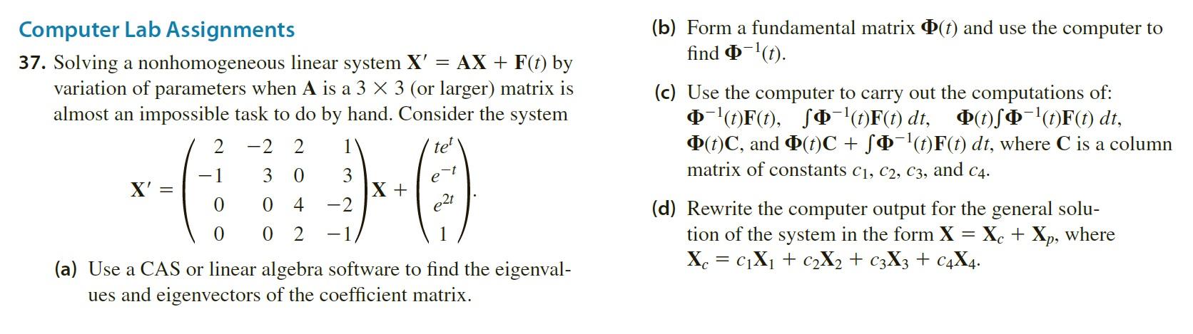 Computer Lab Assignments (b) Form a fundamental | Chegg.com