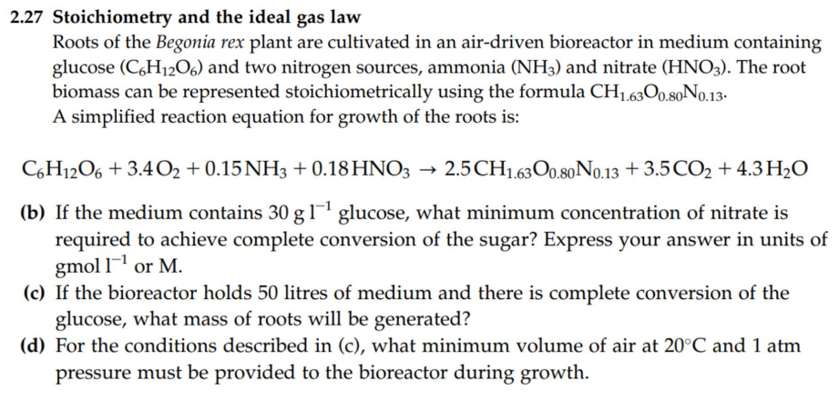 2.27 Stoichiometry and the ideal gas law Roots of the | Chegg.com