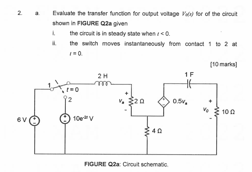 Solved 2. ﻿a. ﻿Evaluate the transfer function for output | Chegg.com