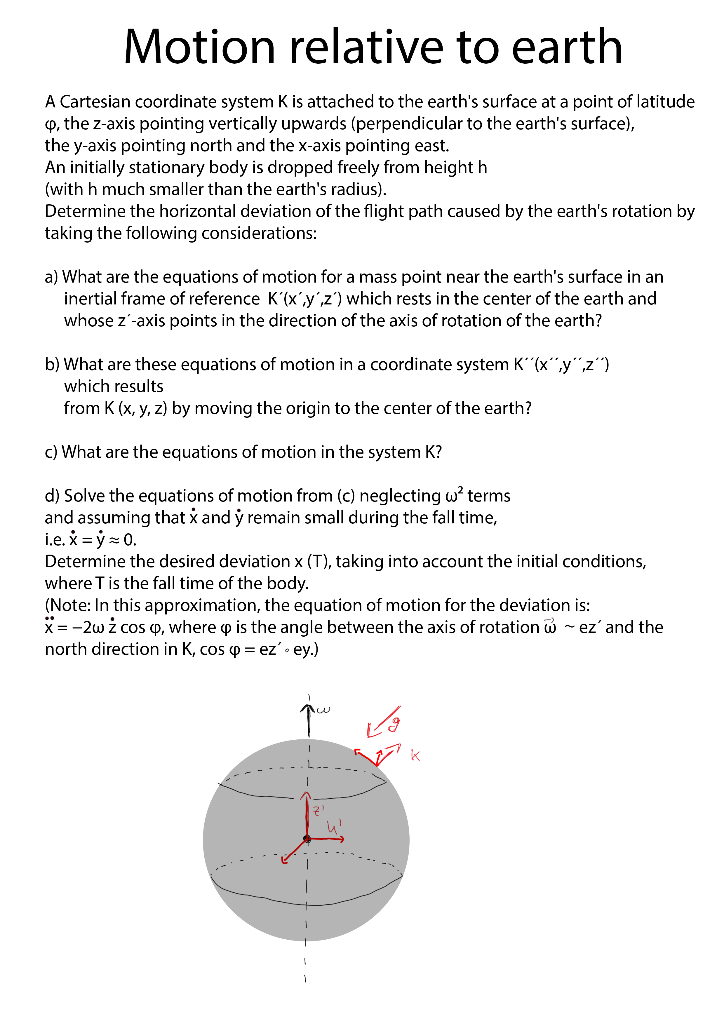 Motion relative to earth A Cartesian coordinate | Chegg.com