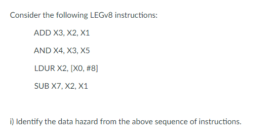Solved Consider the following LEGV8 instructions: ADD X3, | Chegg.com