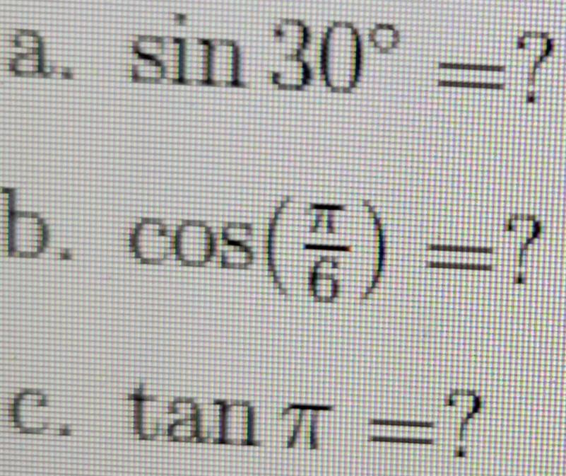 Solved Trig. Problems Find the value of the following trig. | Chegg.com