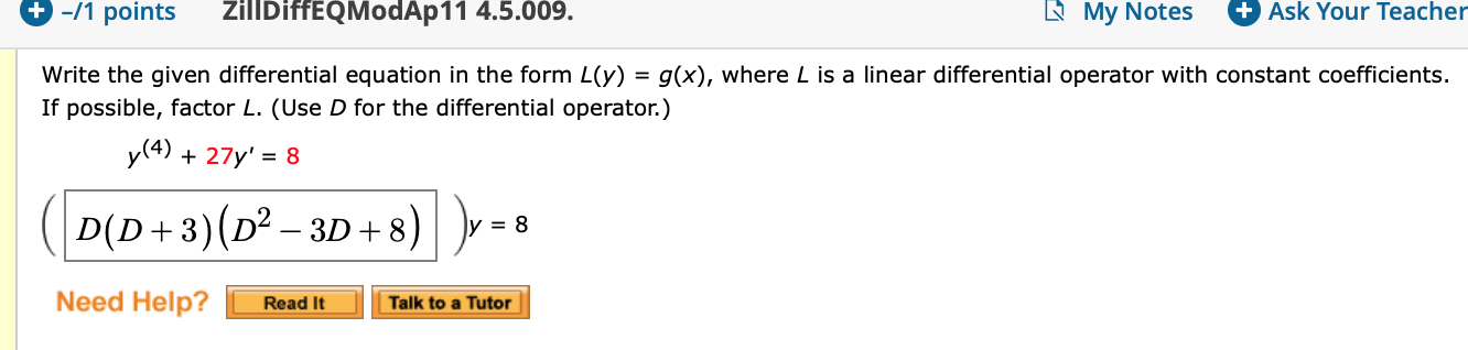 Solved + -/1 points ZillDiffEQModAp11 4.5.009. + Ask Your | Chegg.com