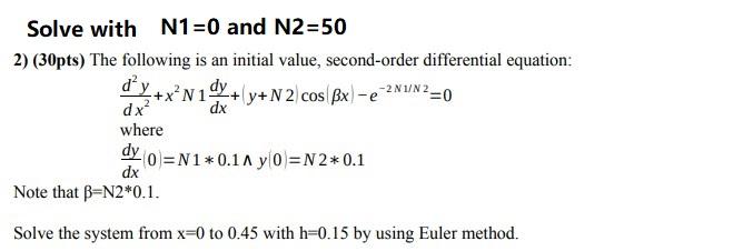 Solved Solve with N1=0 and N2=50 2) (30pts) The following is | Chegg.com