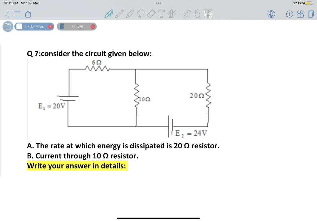 Solved Q 7:consider the circuit given below: A. The rate at | Chegg.com