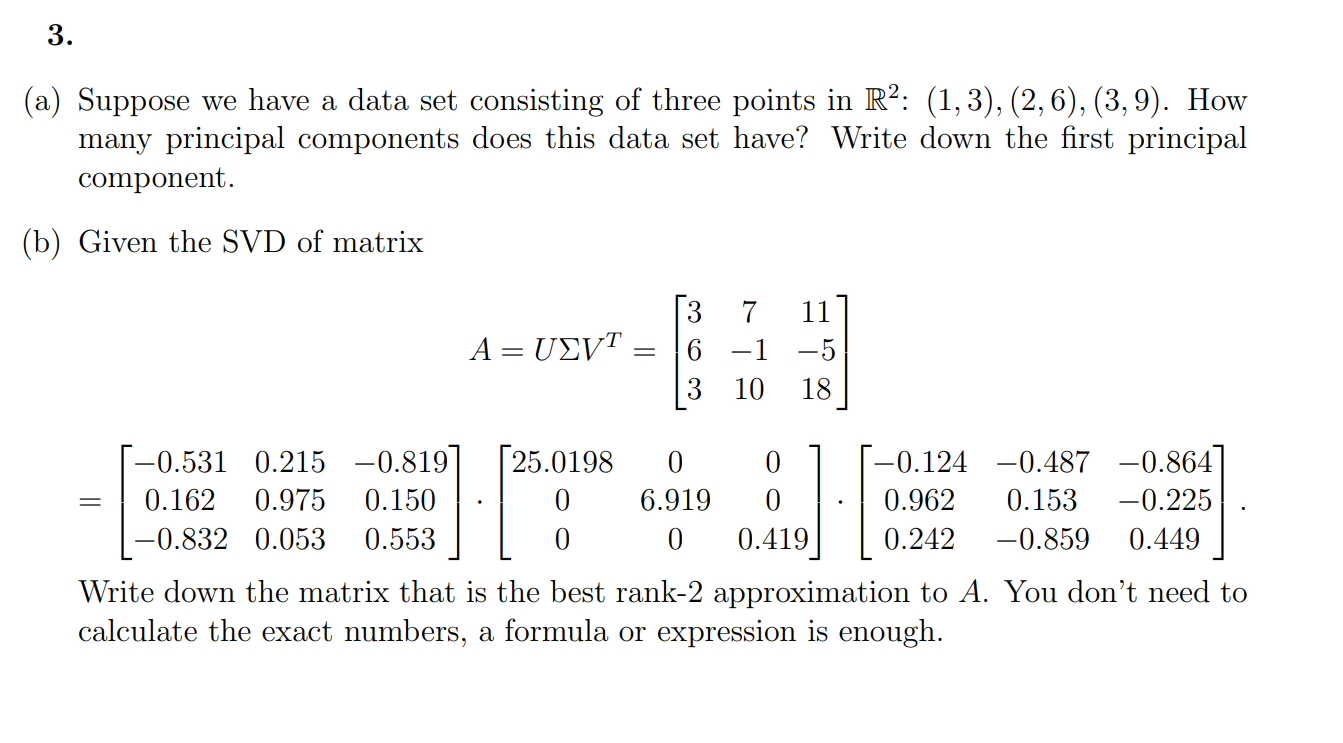 Solved 3. (a) Suppose we have a data set consisting of three | Chegg.com