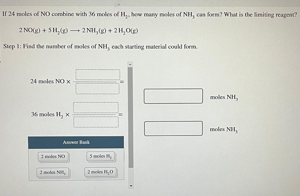 If 24 moles of NO combine with 36 moles of H2, how | Chegg.com