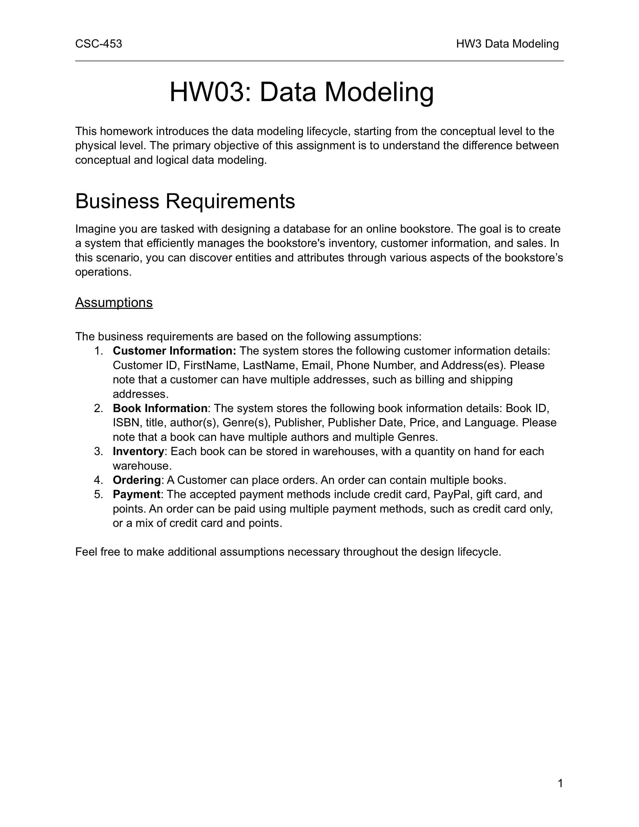 Solved This homework introduces the data modeling lifecycle, | Chegg.com