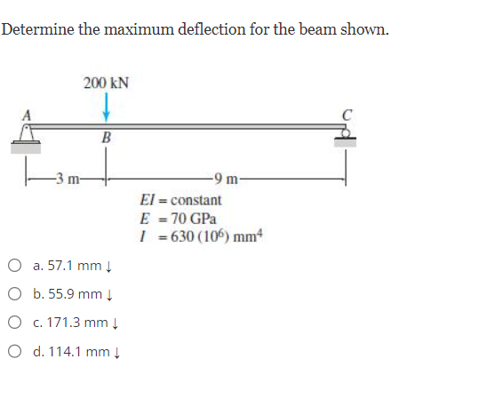 Solved Determine the maximum deflection for the beam shown. | Chegg.com