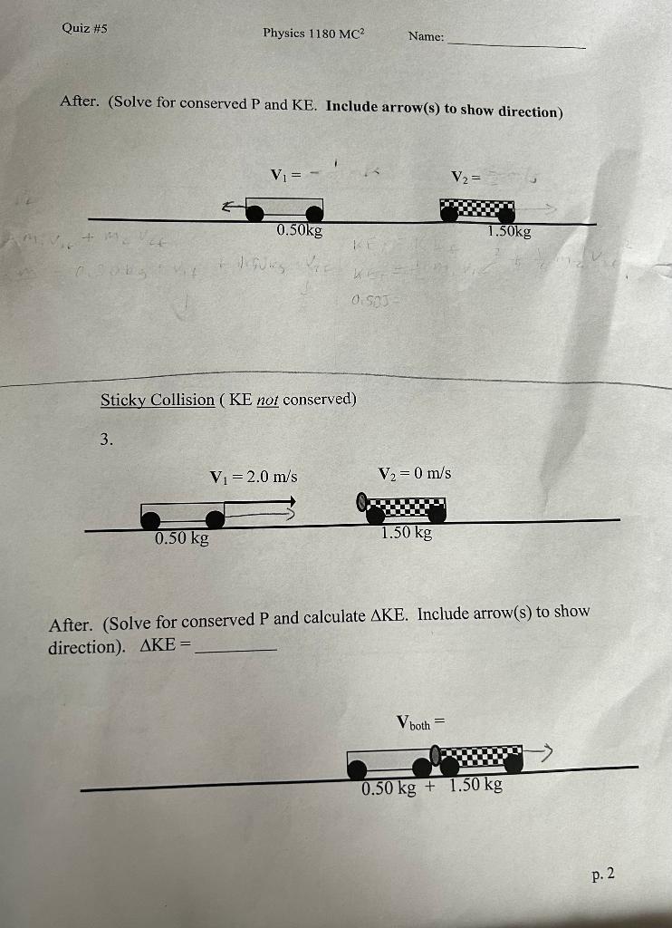 2. BeforeQuiz Physics 1180MC2 Name: After. (Solve for | Chegg.com