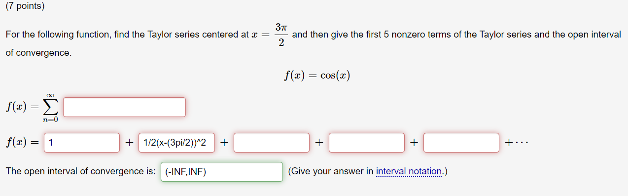 Solved (7 ﻿points)For the following function, find the | Chegg.com