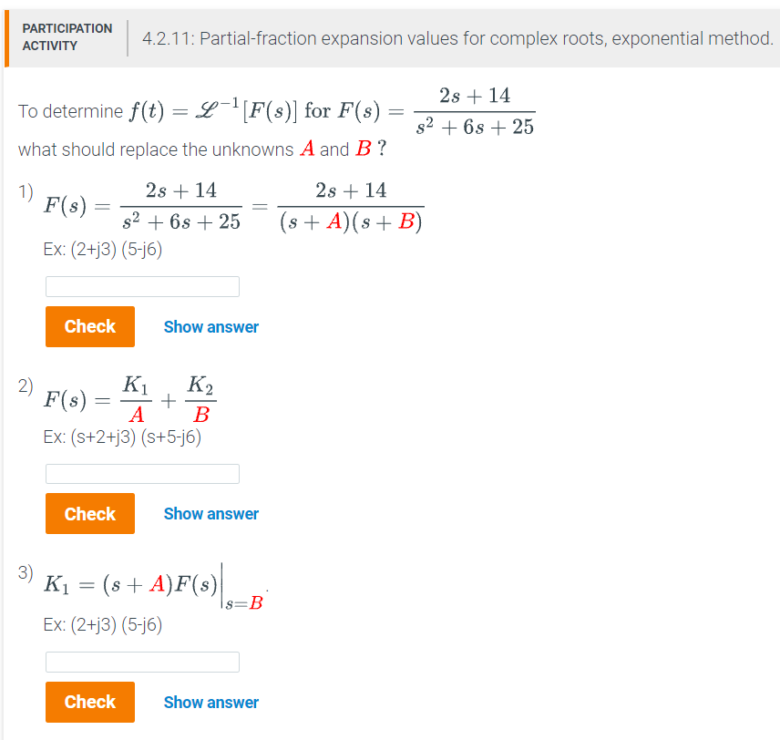 Solved PARTICIPATION ACTIVITY 4.2.11: Partial-fraction | Chegg.com