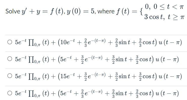 Solved 0, 0 a = -t 3 -(-) -T O 5e + 110,- (+) + (10e* + | Chegg.com