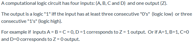 Solved A computational logic circuit has four inputs: (A, B, | Chegg.com