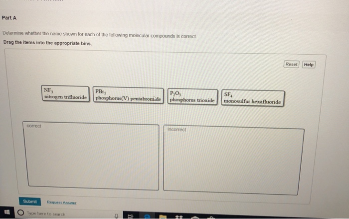 Solved Part A Determine whether the name shown for each of | Chegg.com
