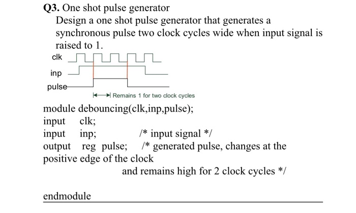 Solved Q3. One shot pulse generator Design a one shot pulse | Chegg.com