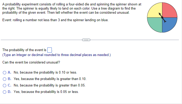 Solved A probability experiment consists of rolling a | Chegg.com