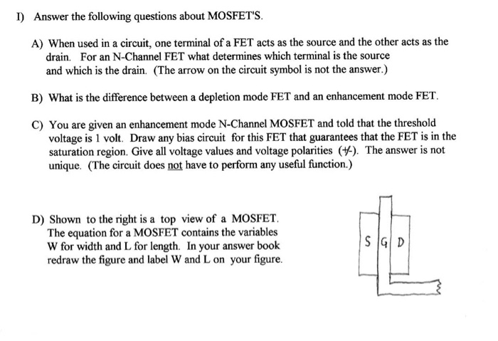 Solved Answer the following questions about MOSFET'S. A) | Chegg.com