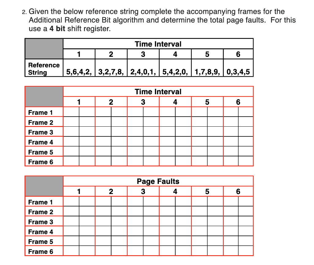 Solved 2 Given The Below Reference String Complete The 