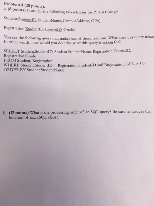 Solved Correction: WHERE Student.StudentID = | Chegg.com