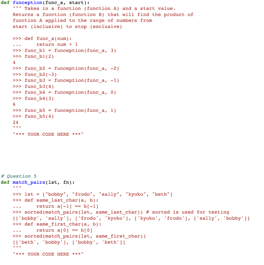 Solved def funception(func_a, start): Takes in a function | Chegg.com