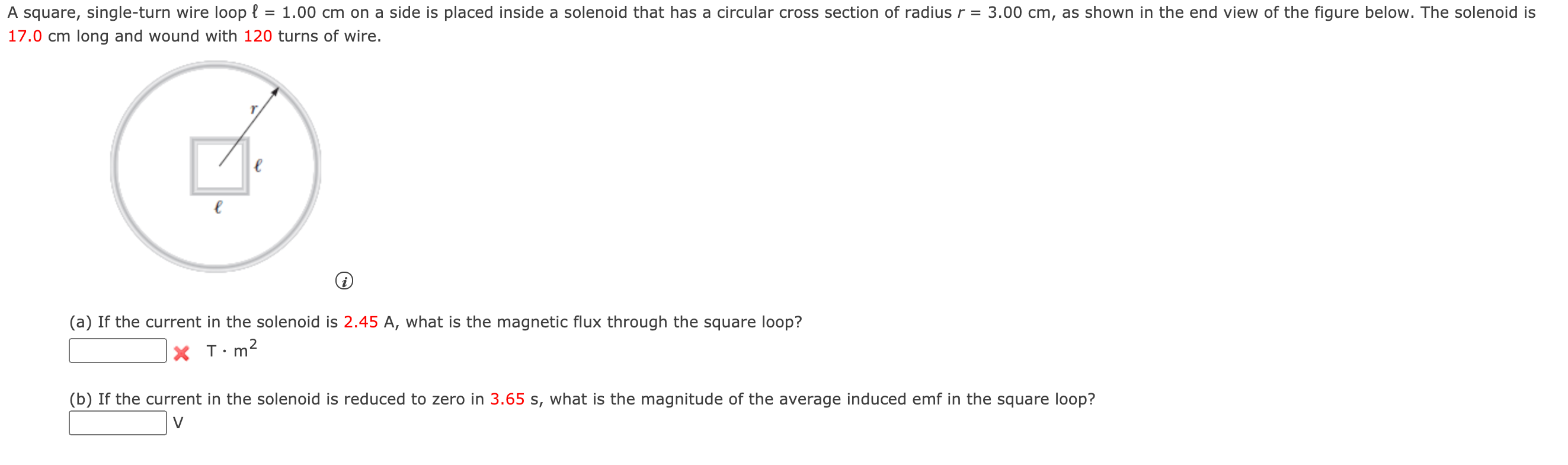 Solved A square, single-turn wire loop l = 1.00 cm on a side | Chegg.com