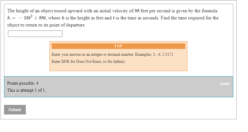 Solved The height of an object tossed upward with an initial | Chegg.com