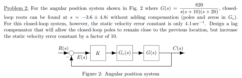 Solved 820 Problem 2: For the angular position system shown | Chegg.com