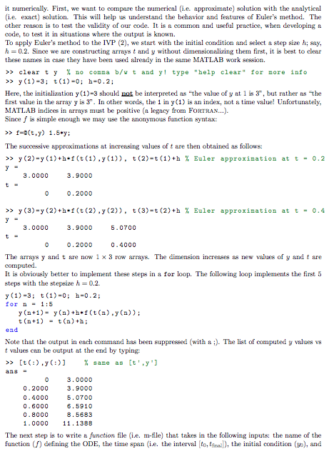 MAT 275 Laboratory 3 Numerical Solutions by Euler and | Chegg.com