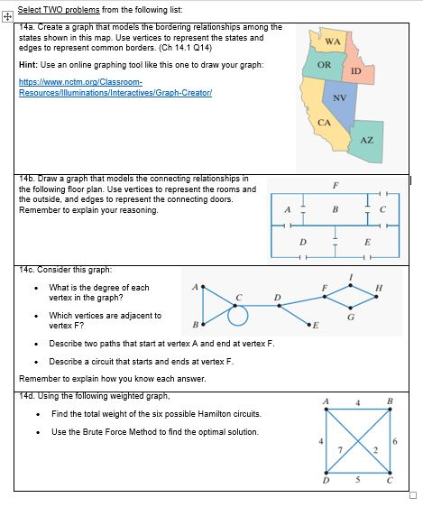 Solved Select TWO problems from the followingg list 14a. | Chegg.com