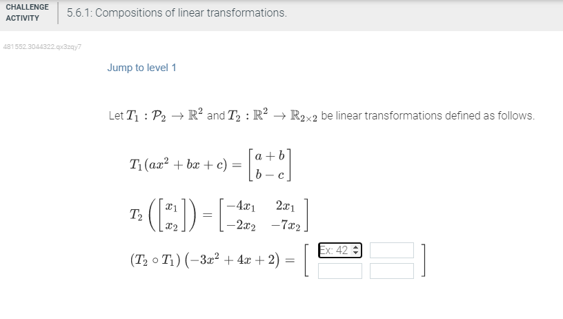 Solved Let T1:P2→R2 and T2:R2→R2×2 be linear transformations | Chegg.com