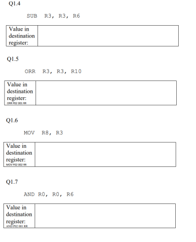 Solved Given the values in the registers, in the table | Chegg.com