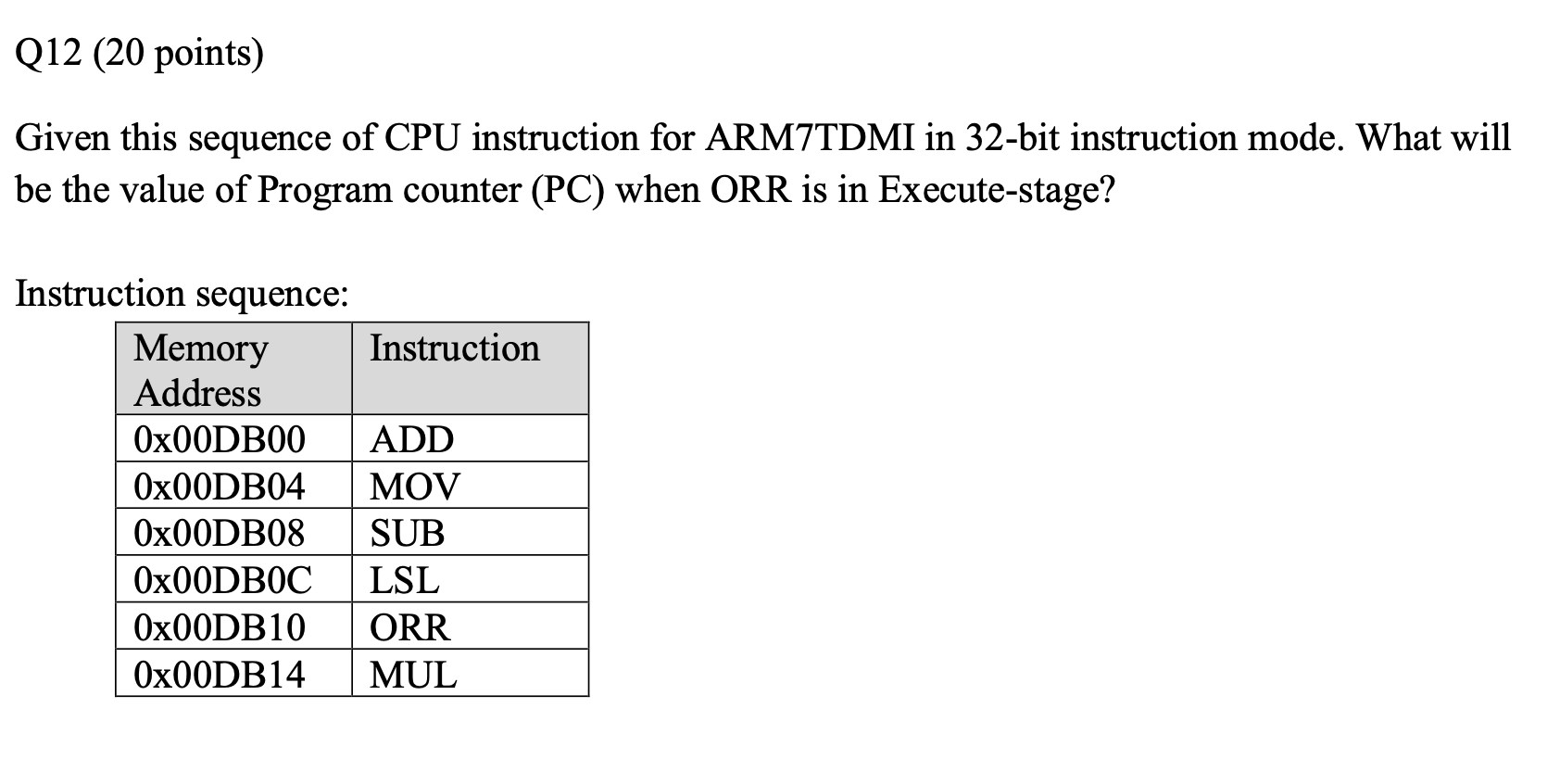 Solved Q12 (20 ﻿points)Given this sequence of CPU | Chegg.com