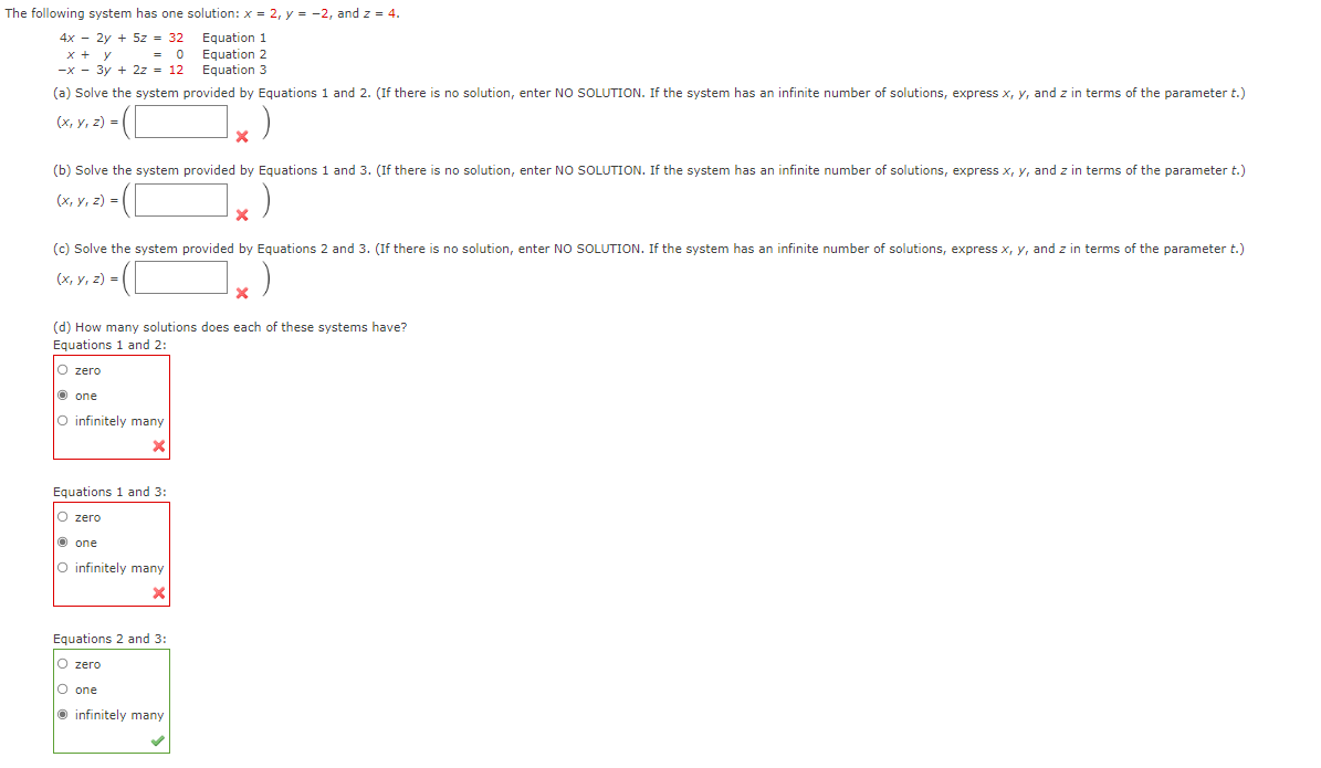 Solved The following system has one solution: x=2,y=−2, and | Chegg.com
