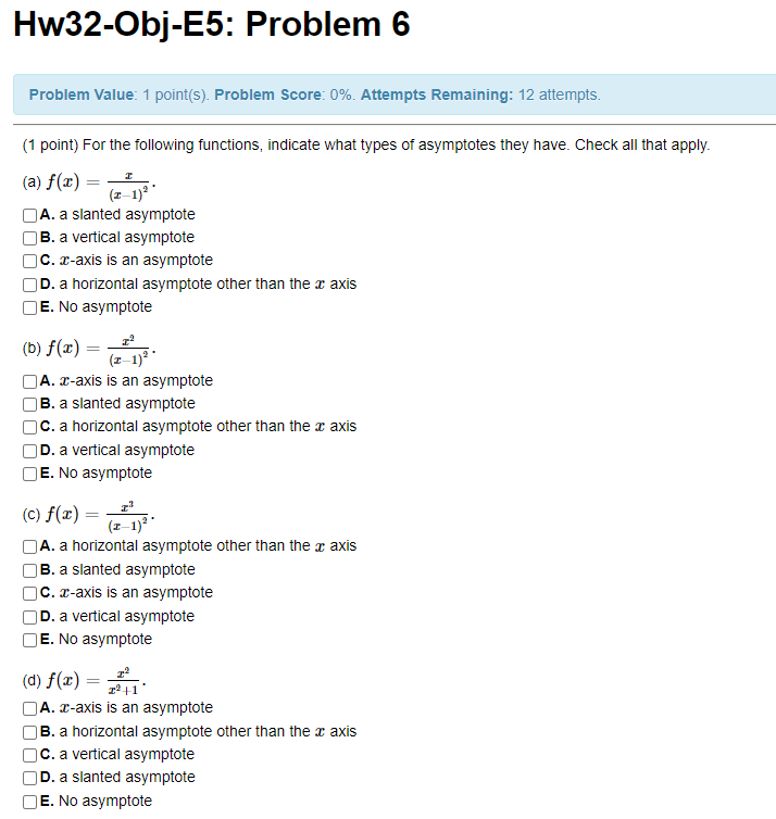 Solved Hw32 Obj E5 Problem 6 Problem Value 1 Points 