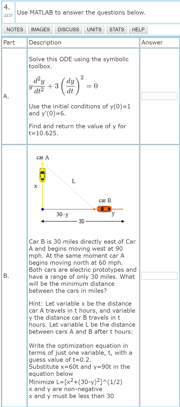 Solved Use MATLAB to answer the questions below. 2237 NOTES | Chegg.com
