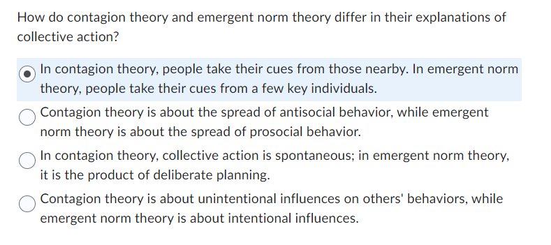 How do contagion theory and emergent norm theory | Chegg.com