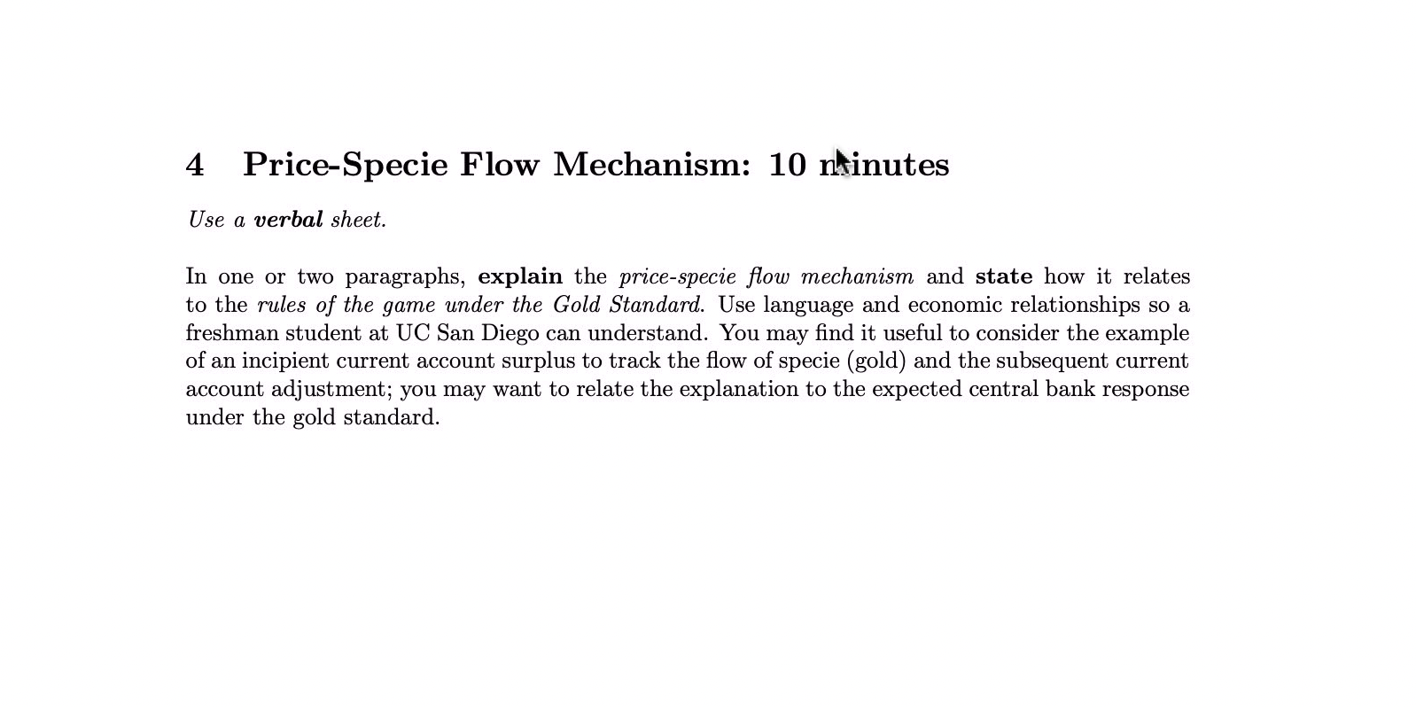 Solved 4 Price-Specie Flow Mechanism: 10 ntinutes Use a | Chegg.com