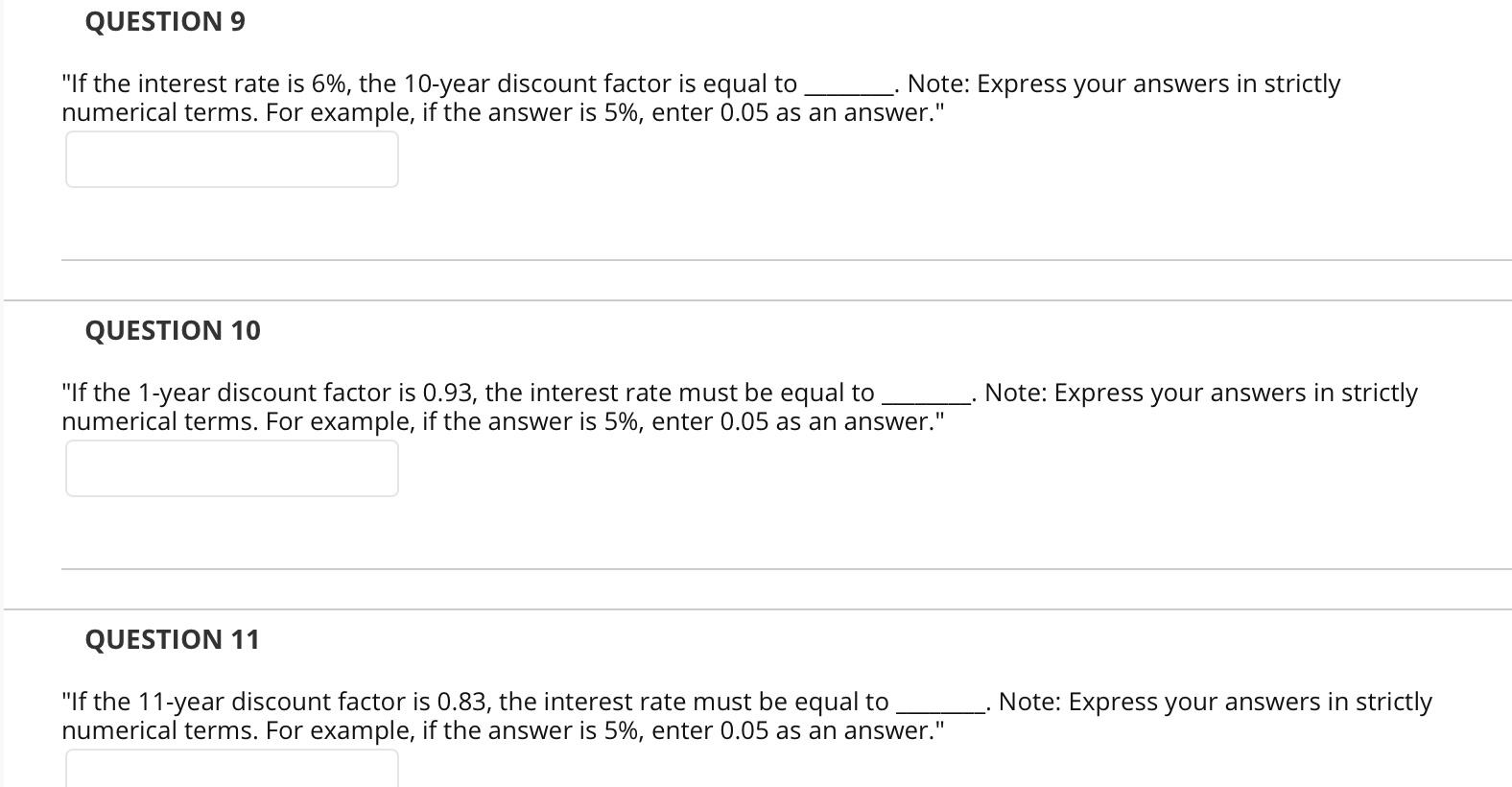 Solved "If the interest rate is 6%, the 10 -year discount | Chegg.com