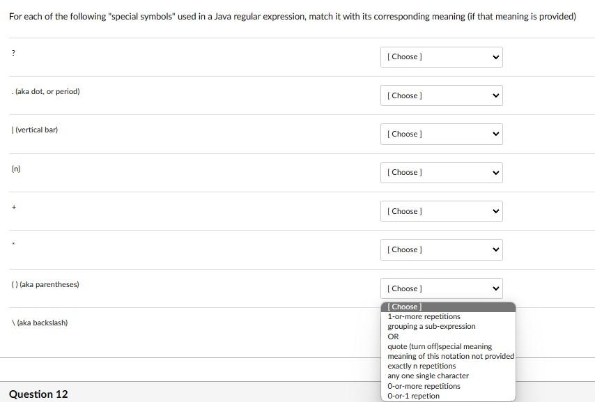 Solved For each of the following "special symbols" used in a | Chegg.com